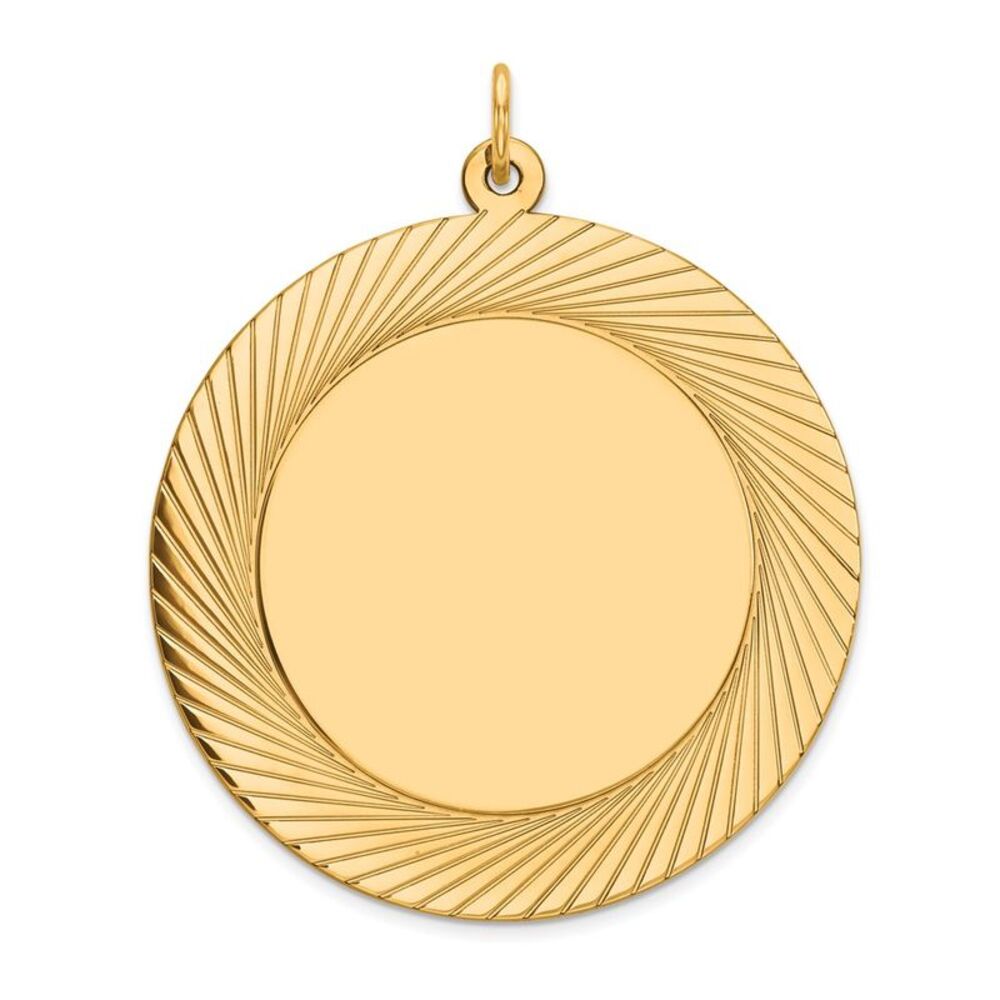 14k Yellow Gold Etched Design .018 Gauge Circular Eng… - Gem